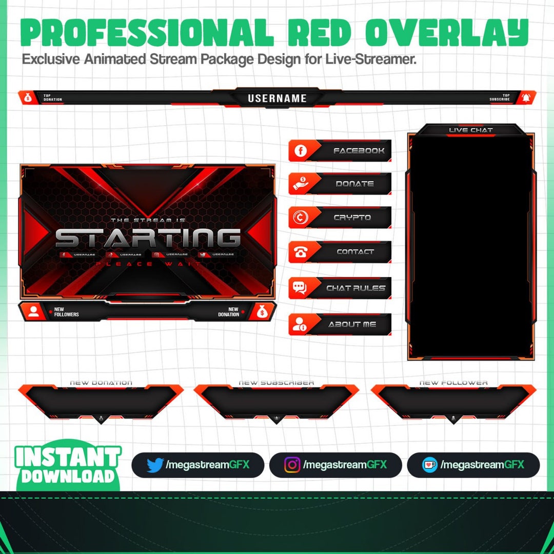 Professional Red Stream Overlay I Twitch Overlay I Twitch - Etsy