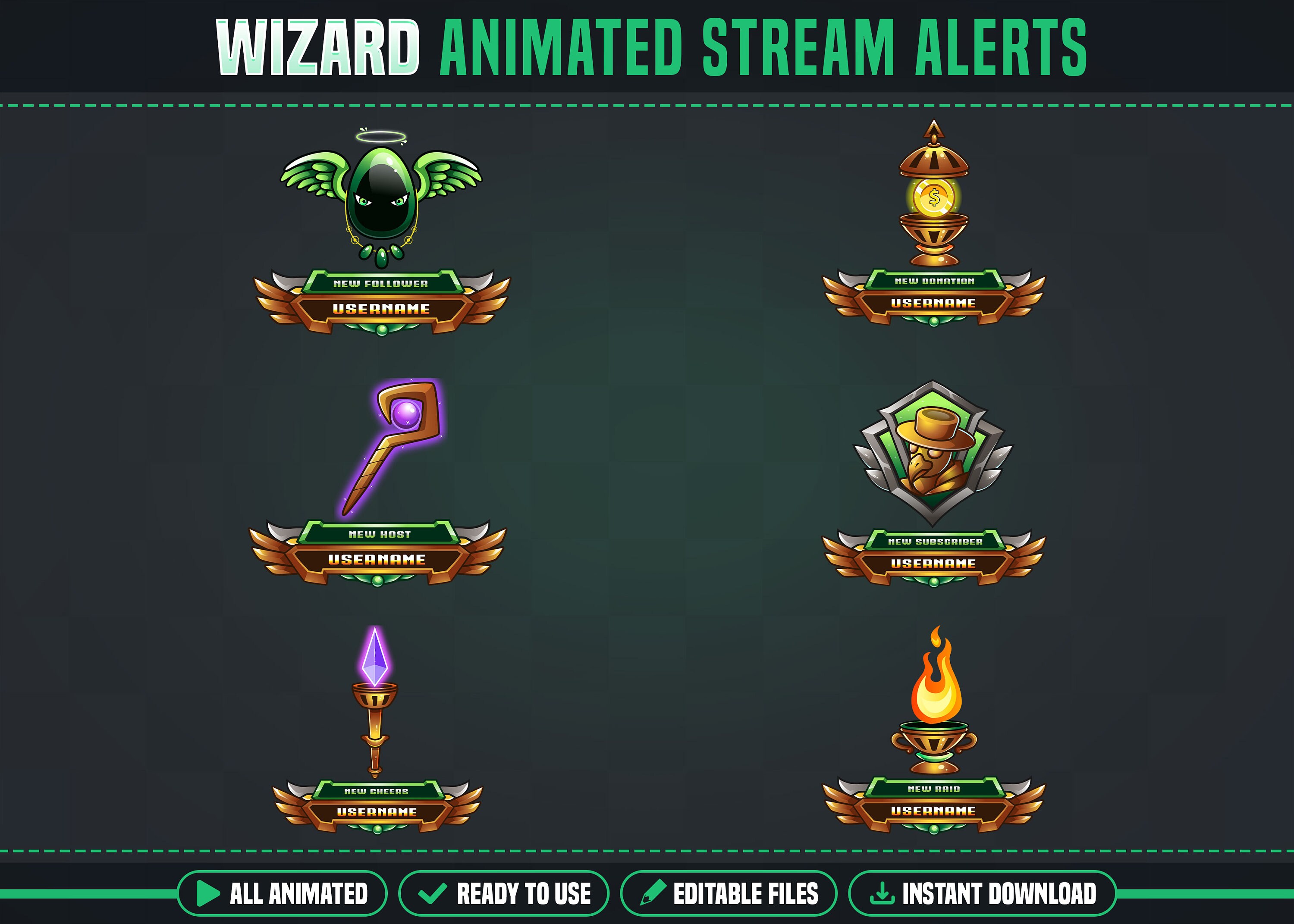 Wizard Stream Overlay Package Wizard Twitch Overlay Twitch Webcam ...