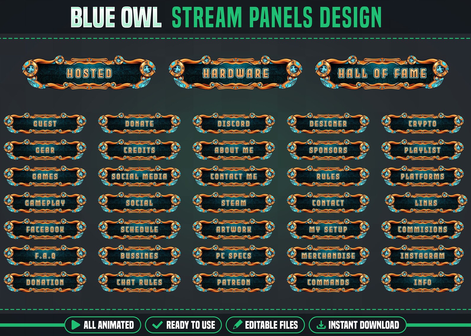 Blue Owl Stream Overlay Package | Blue Owl Twitch Package | Blue Owl ...