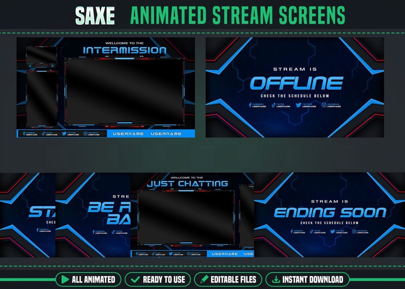 Professional Blue Stream Overlay I Twitch Overlay I Twitch - Etsy