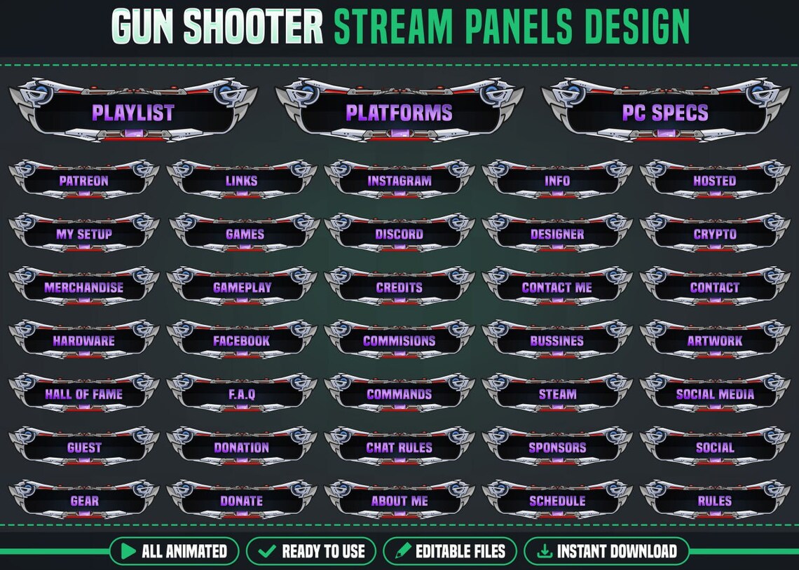 Gun Shooter Stream Overlay Package Gun Shooter Twitch Overlay Twitch ...