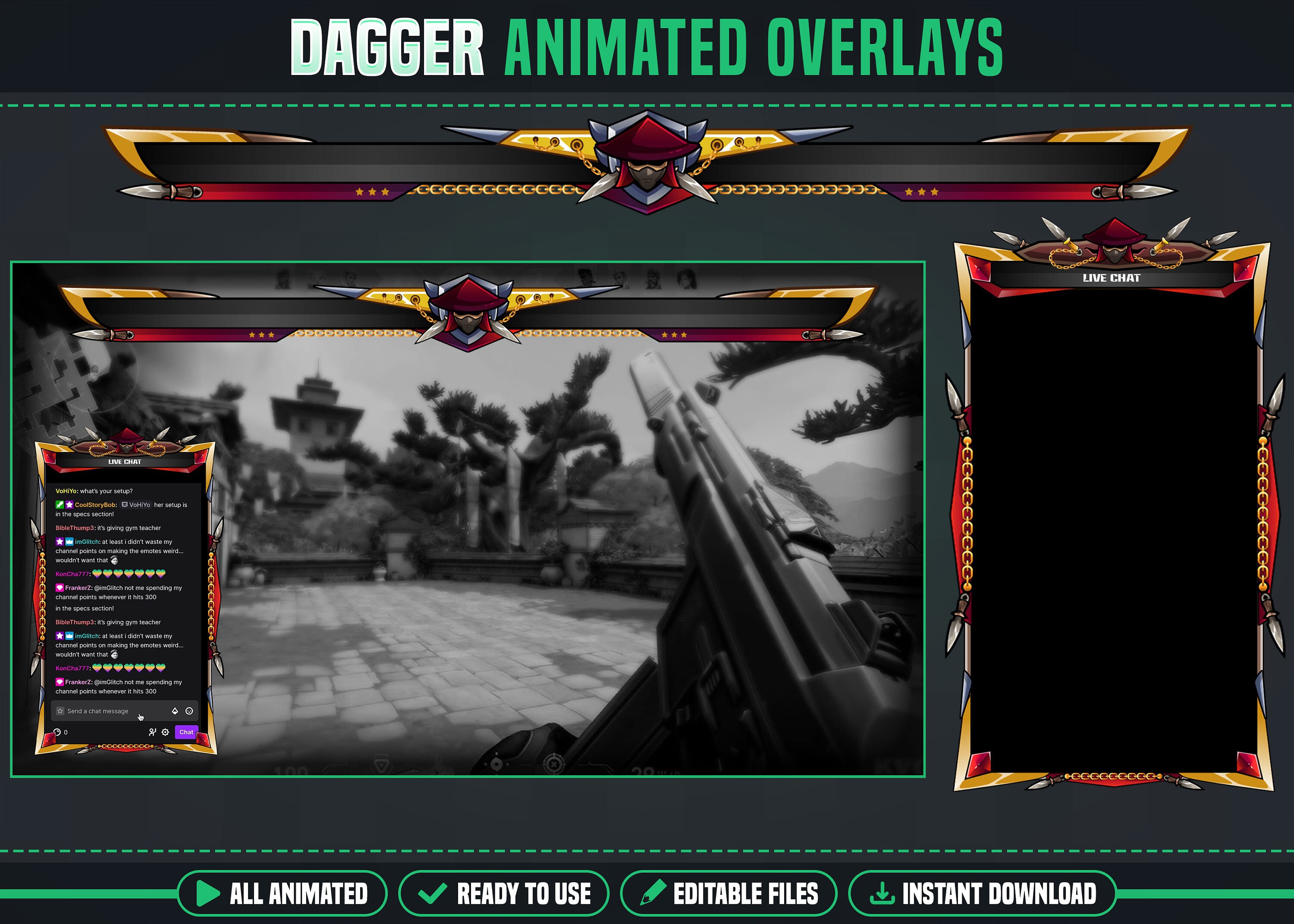 Stream Overlay Package Ninja Overlay Design Thematic Gamer Room ...