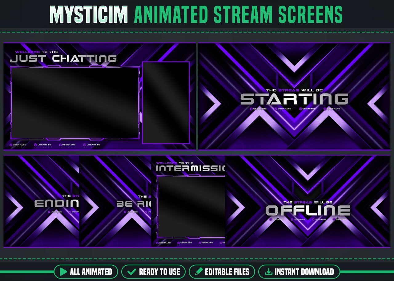 Purple Stream Overlay Package Mysticism Twitch Package Mysticism Kick ...