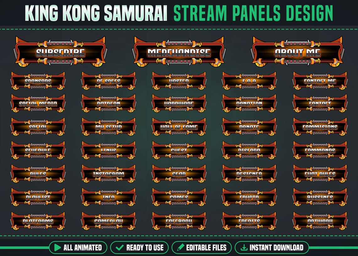 King Kong Samurai Overlay Ape Stream Overlays Overlay for Twitch ...
