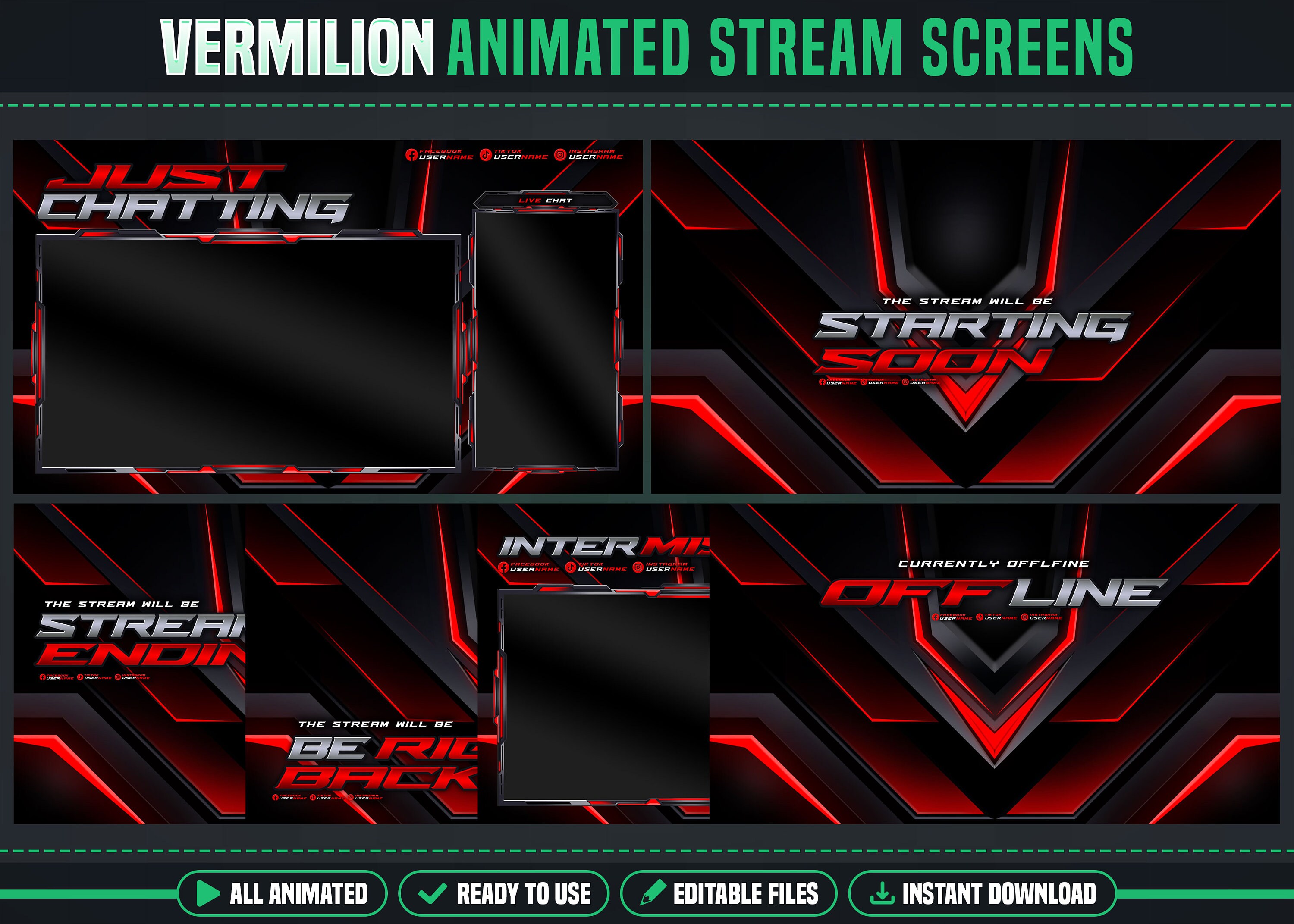 RED Twitch Overlay Package Red Stream Overlay Pack Stream Overlay ...