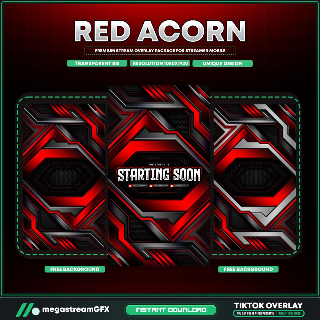 Red Stream Overlay Pack Clean Stream Overlay Package for Tiktok, Live ...