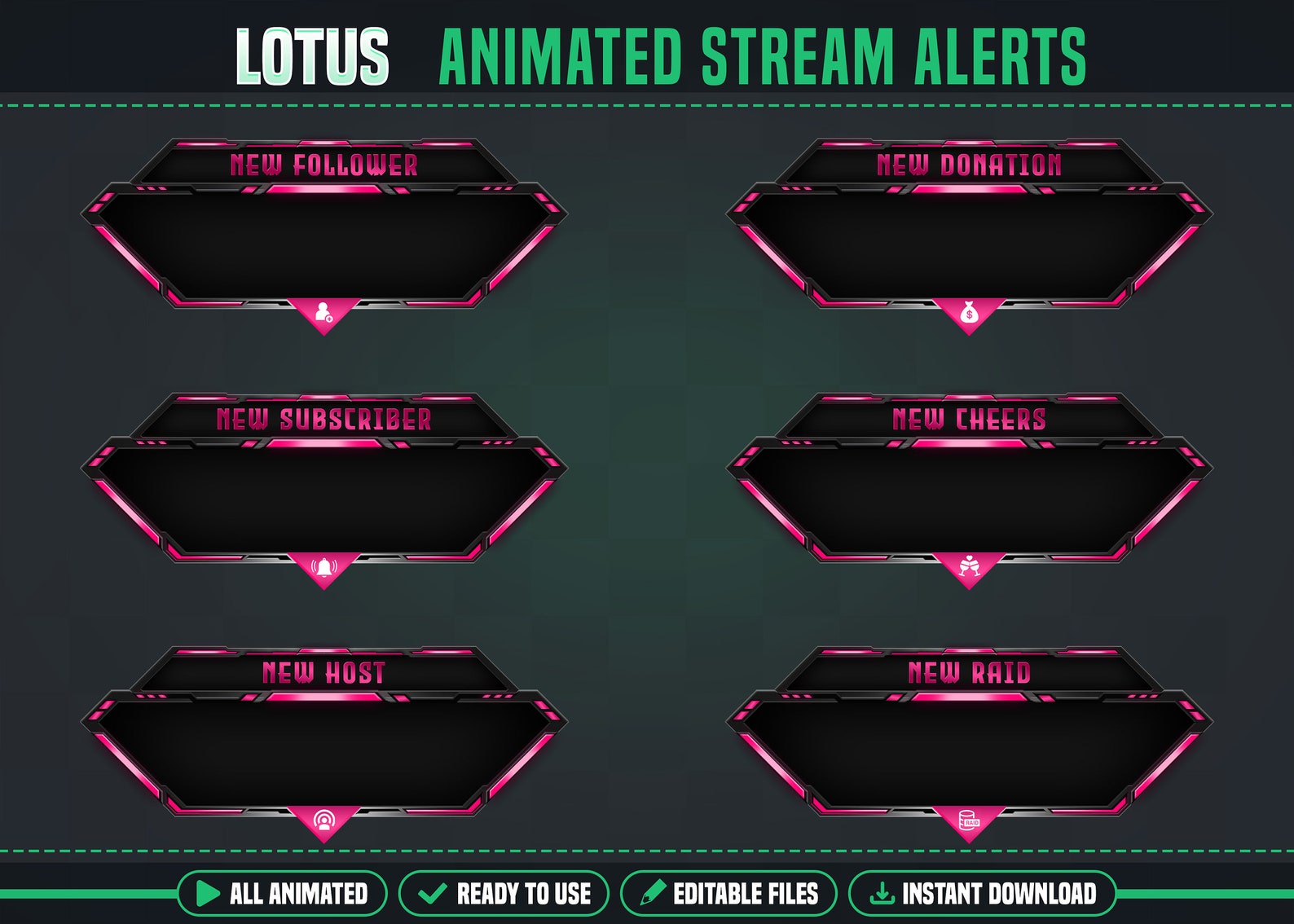 PINK Twitch Overlay Package Pink Twitch Theme Stream Overlay Pack ...
