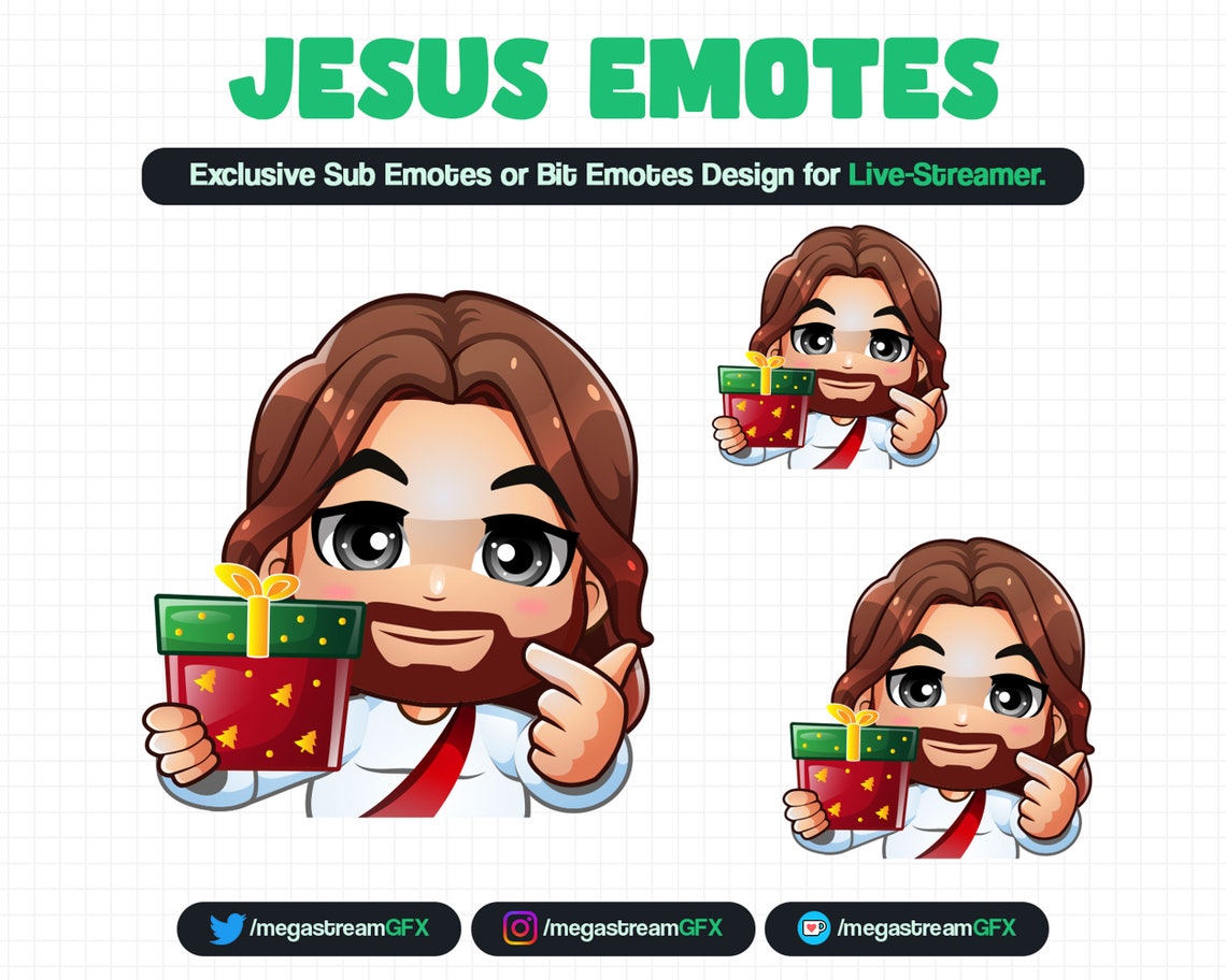 10x Jesus Emotes for Twitch Christmas Theme Emotes Youtube - Etsy