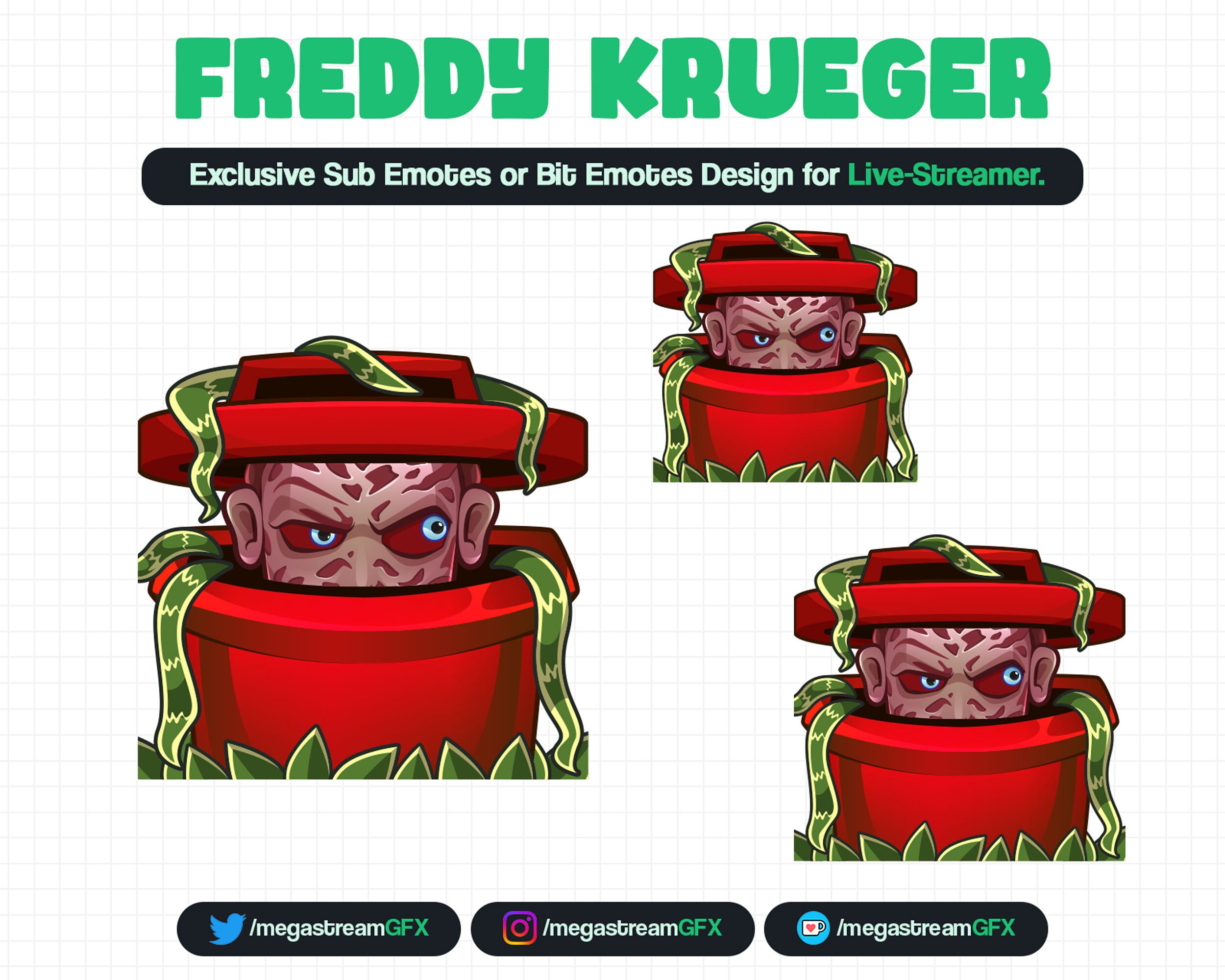 10x Freddy Krueger Twitch Emotes Horror Emotes Halloween Twitch Discord ...