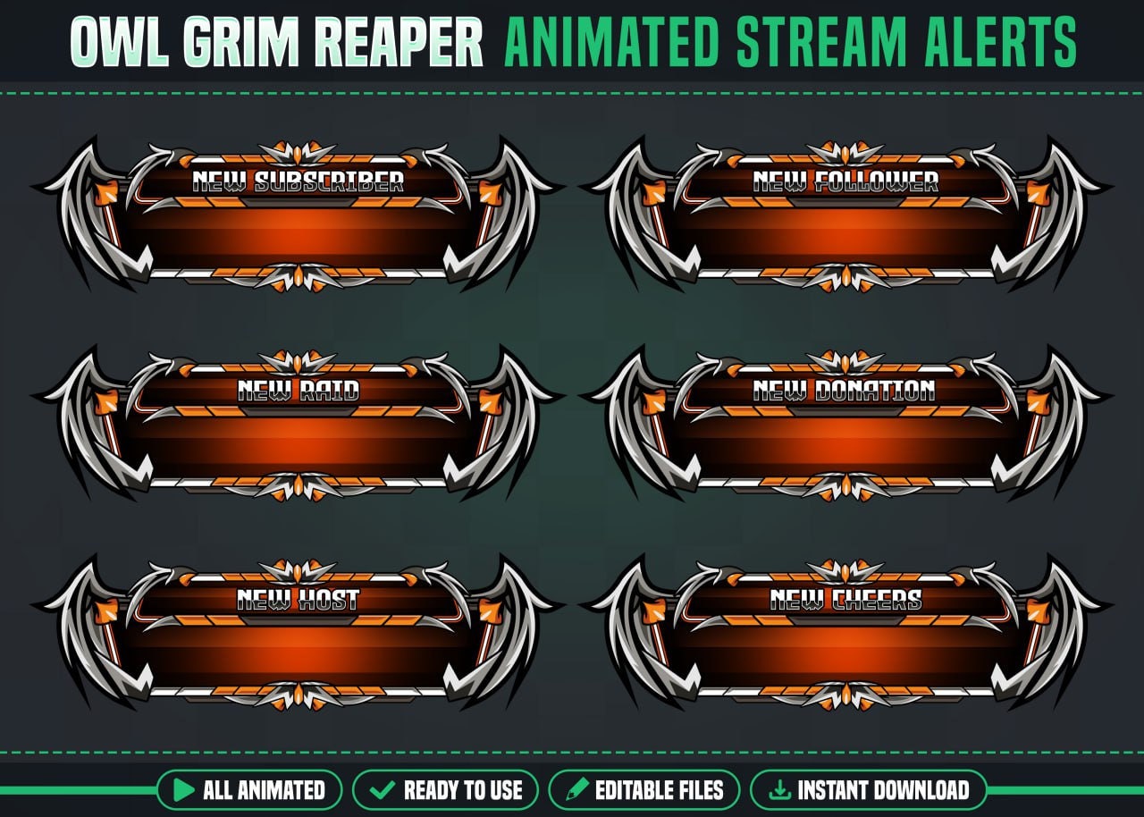 Grim Reaper Owl Stream Overlay Horror Overlays Overlay for Twitch/dicscord /youtube/kick Overlay ...