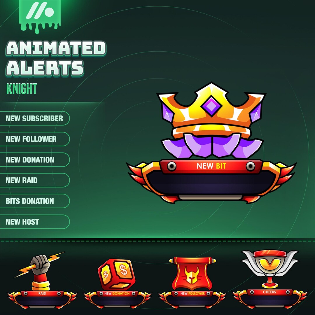 Knight Theme Twitch Alert Premade Twitch Alert Stream Alerts for Twitch ...