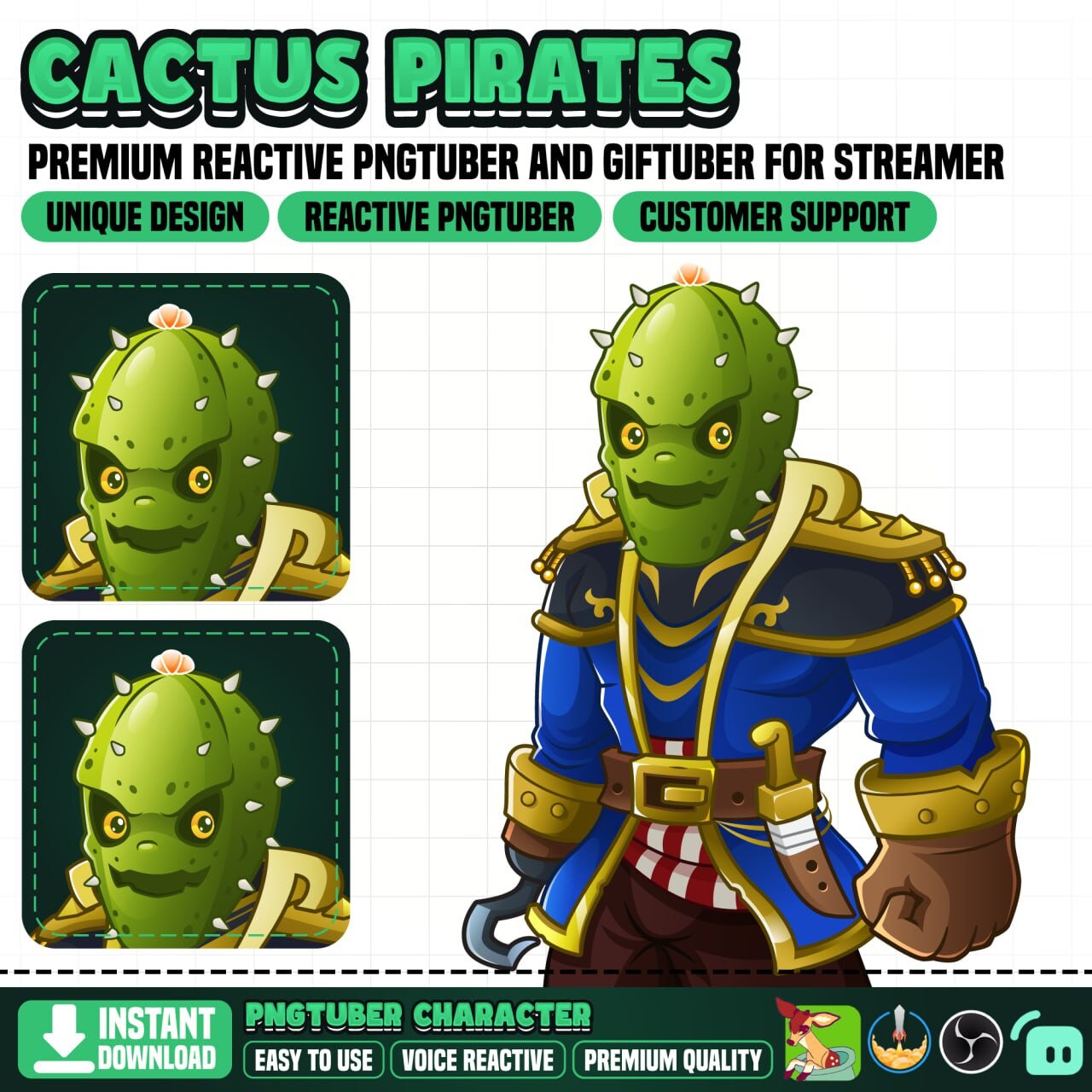 Cactus Pirate Pngtuber Premade Pngtuber Thematic Pngtuber Plant ...