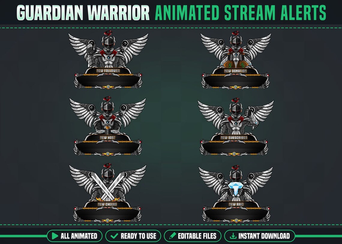 Guardian Warrior Stream Overlay Package Thematic Overlay Overlay for ...
