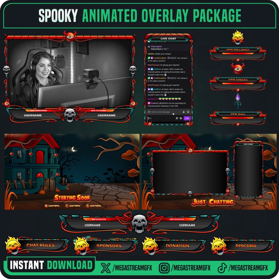 House Haunted Stream Overlay Package Horror Twitch Overlay Twitch ...