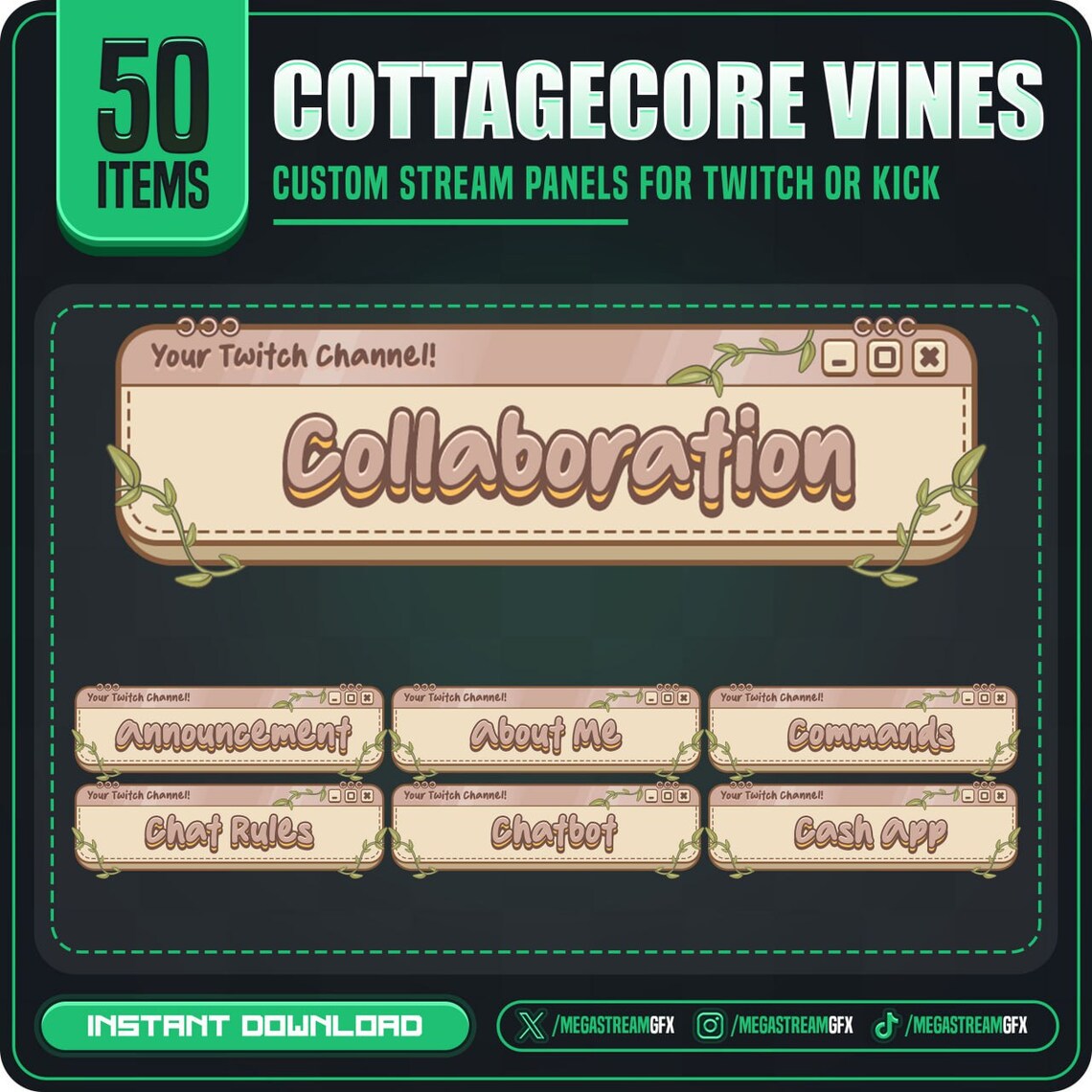 Cottagecore Vines Panels Vines Twitch Panels Customize Text Twitch ...