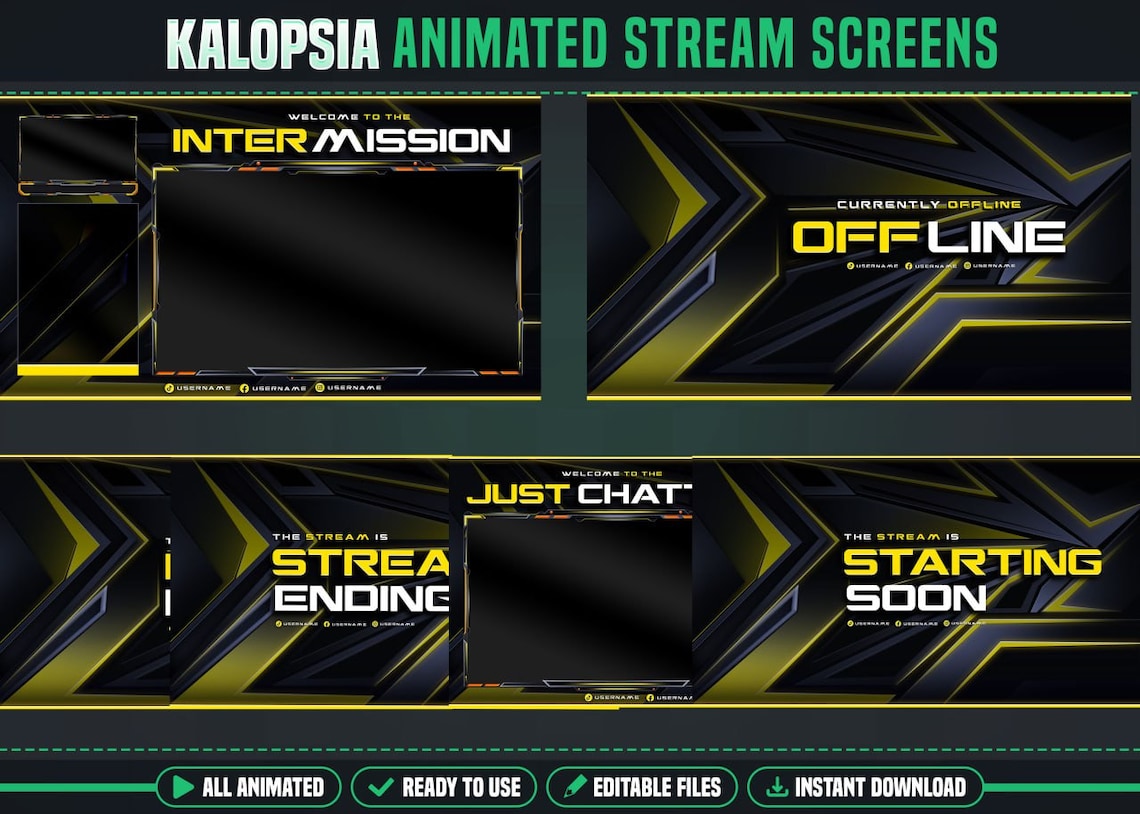 Professional Yellow Stream Overlay I Twitch Overlay I Twitch Panels I ...
