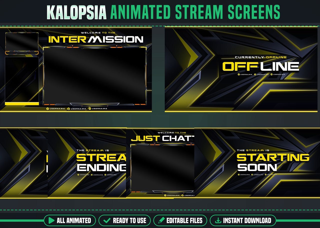 Professional Yellow Stream Overlay I Twitch Overlay I Twitch Panels I ...