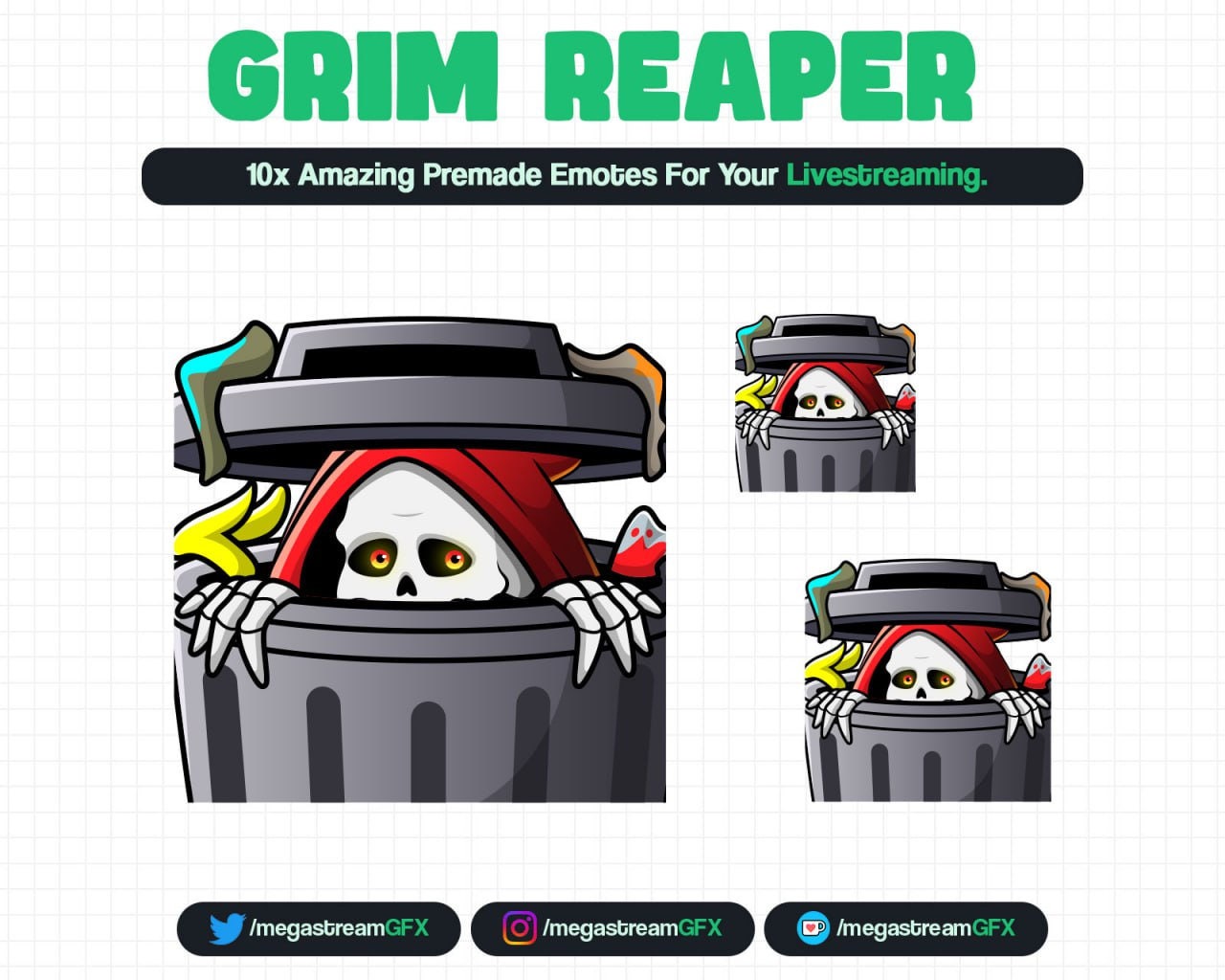 10x Grim Reaper Twitch Emotes Horror Emotes Halloween Twitch Discord ...