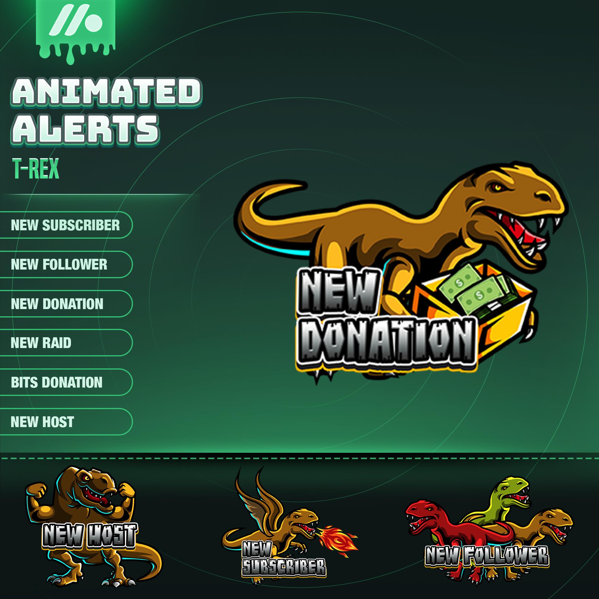 Stream Alert Pack Dino Theme - Dinosaur Stream Alert | Jurassic T-rex Stream Alert for Twitch ...