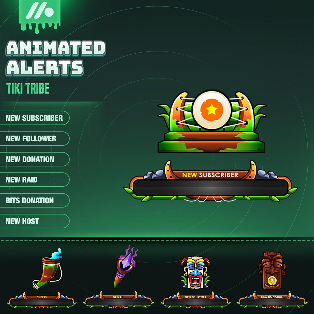 Tiki Tribe Alert Pack - Horror Theme Alert - Premade Twitch Alert ...