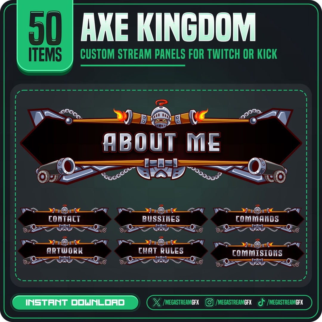 Axe Kingdom Panels 50x Twitch Panels Set Customize Text Twitch Panels ...