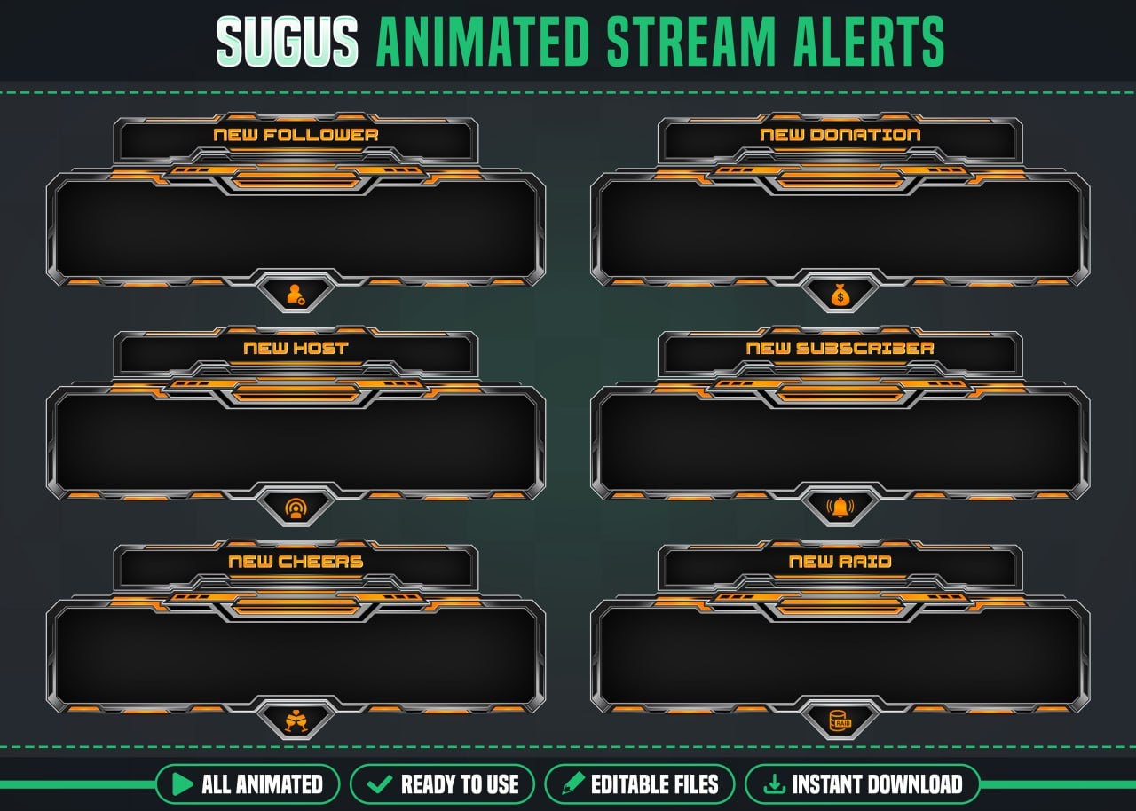 ORANGE Clean Overlay Pack for Twitch, Youtube Orange Overlay Stream ...