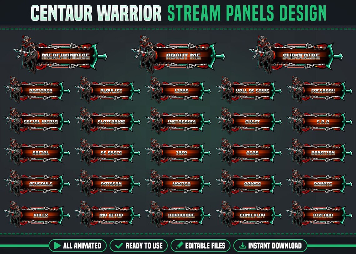Centaur Warrior Stream Overlay Pack Heroic Fantasy Overlays Overlays ...