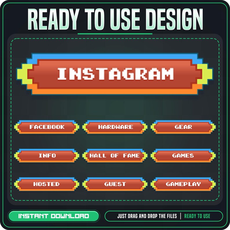 Classic Twitch Panels retro Theme Panels Set Customize Text Twitch ...