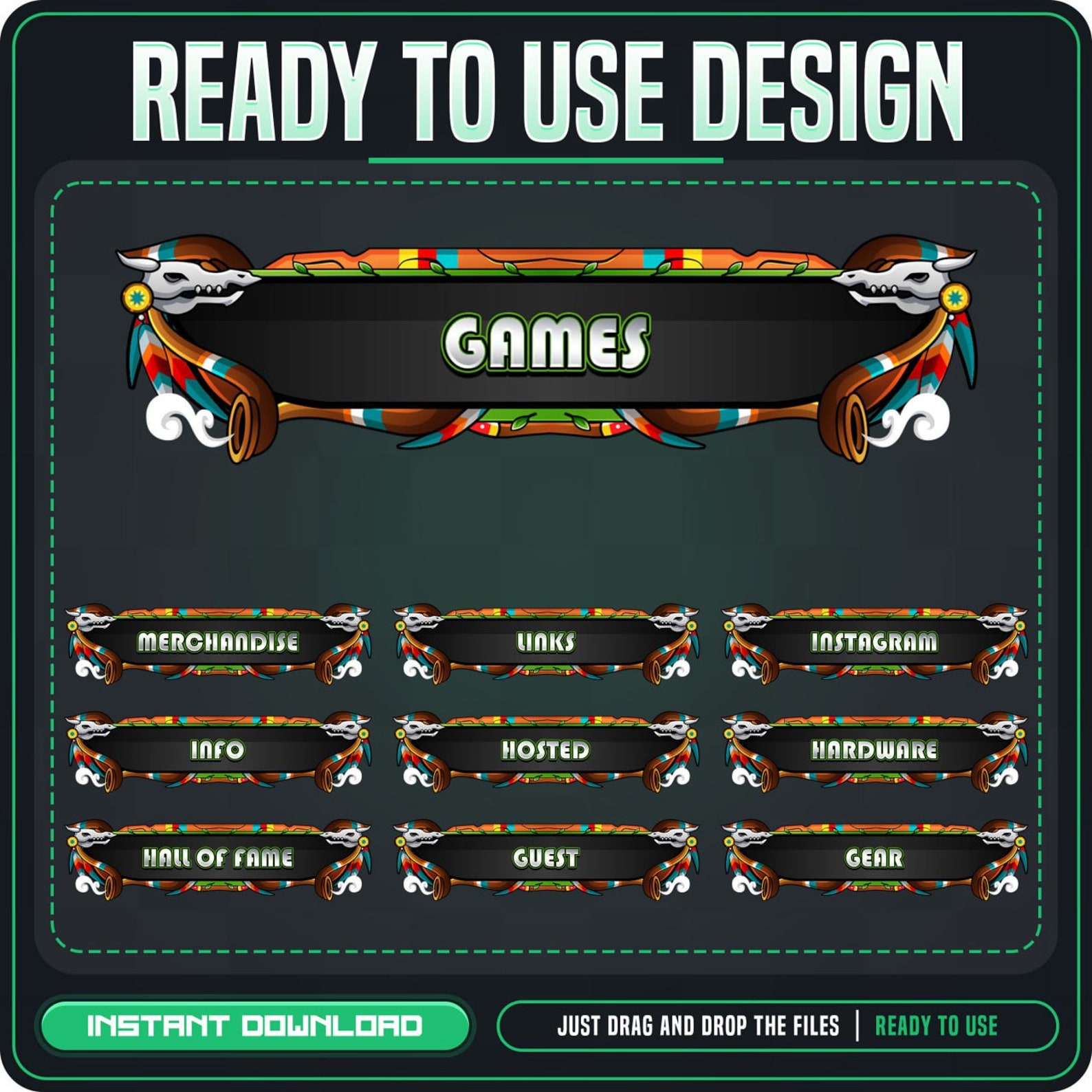 Indian Tribe Theme Panels 50x Indian Tribe Twitch Panels Customize Text ...