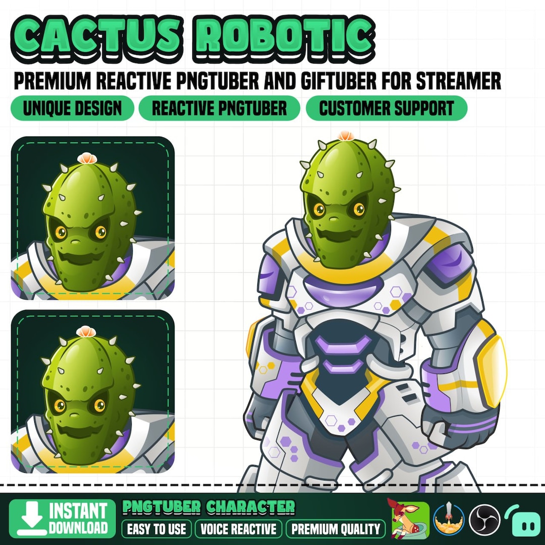 Pngtuber Cactus Robotic Premade Pngtuber Thematic Pngtuber Plant ...
