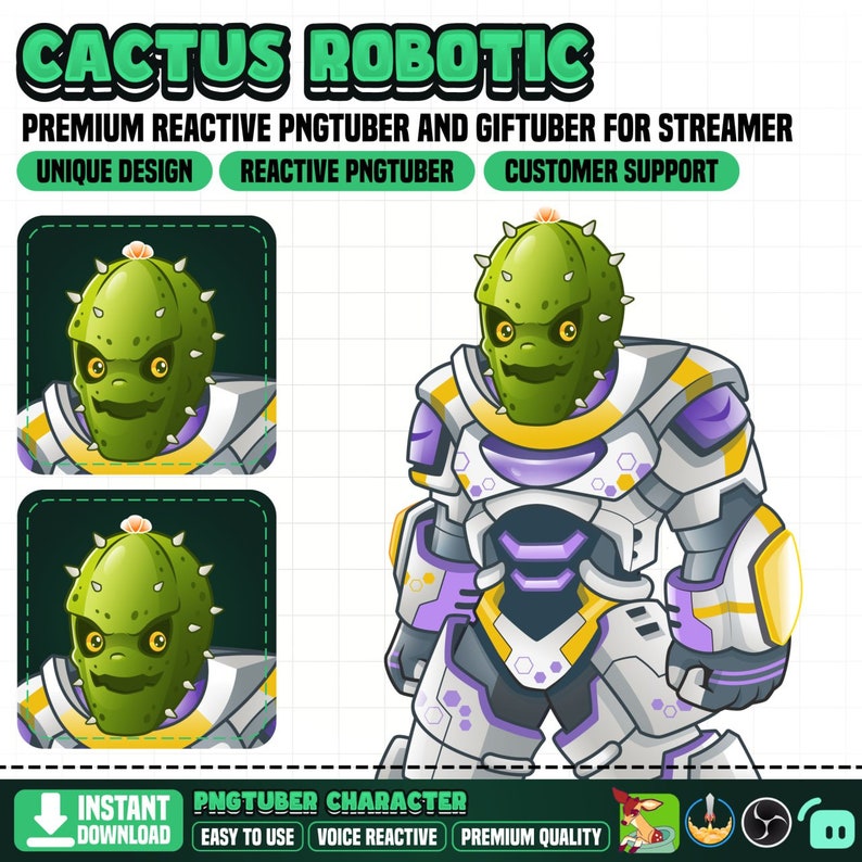 Pngtuber Cactus Robotic Premade Pngtuber Thematic Pngtuber Plant ...