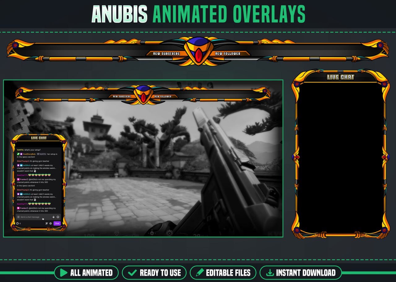Anubis Stream Overlay Package Egyptian Thematic Overlay Overlay for ...