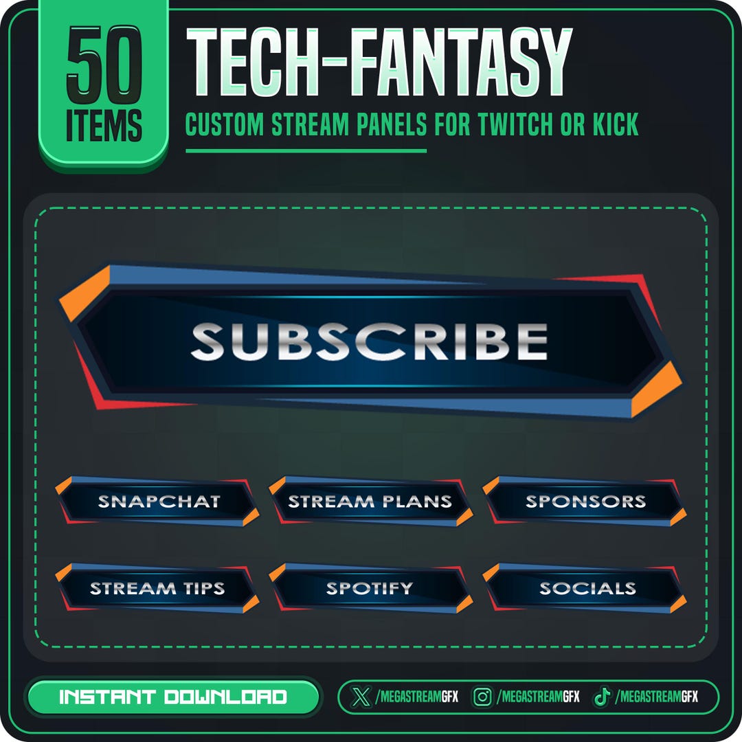 Futuristic Twitch Panels Stream Panels Package Customize Text Twitch ...