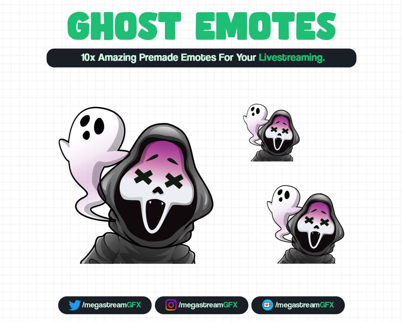 10x Ghost Twitch Emotes Horror Emotes Halloween Twitch Discord Emotes ...