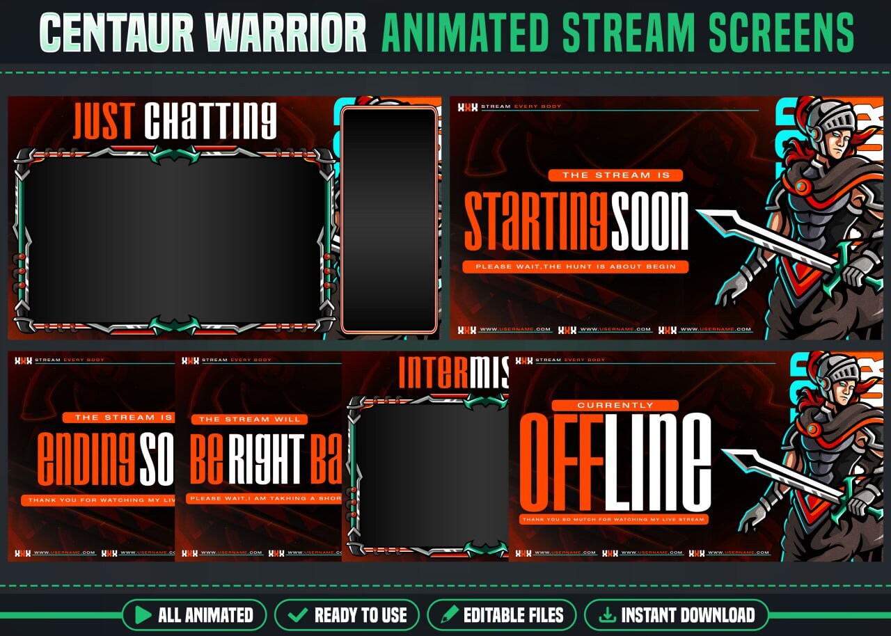 Centaur Warrior Stream Overlay Pack Heroic Fantasy Overlays Overlays ...