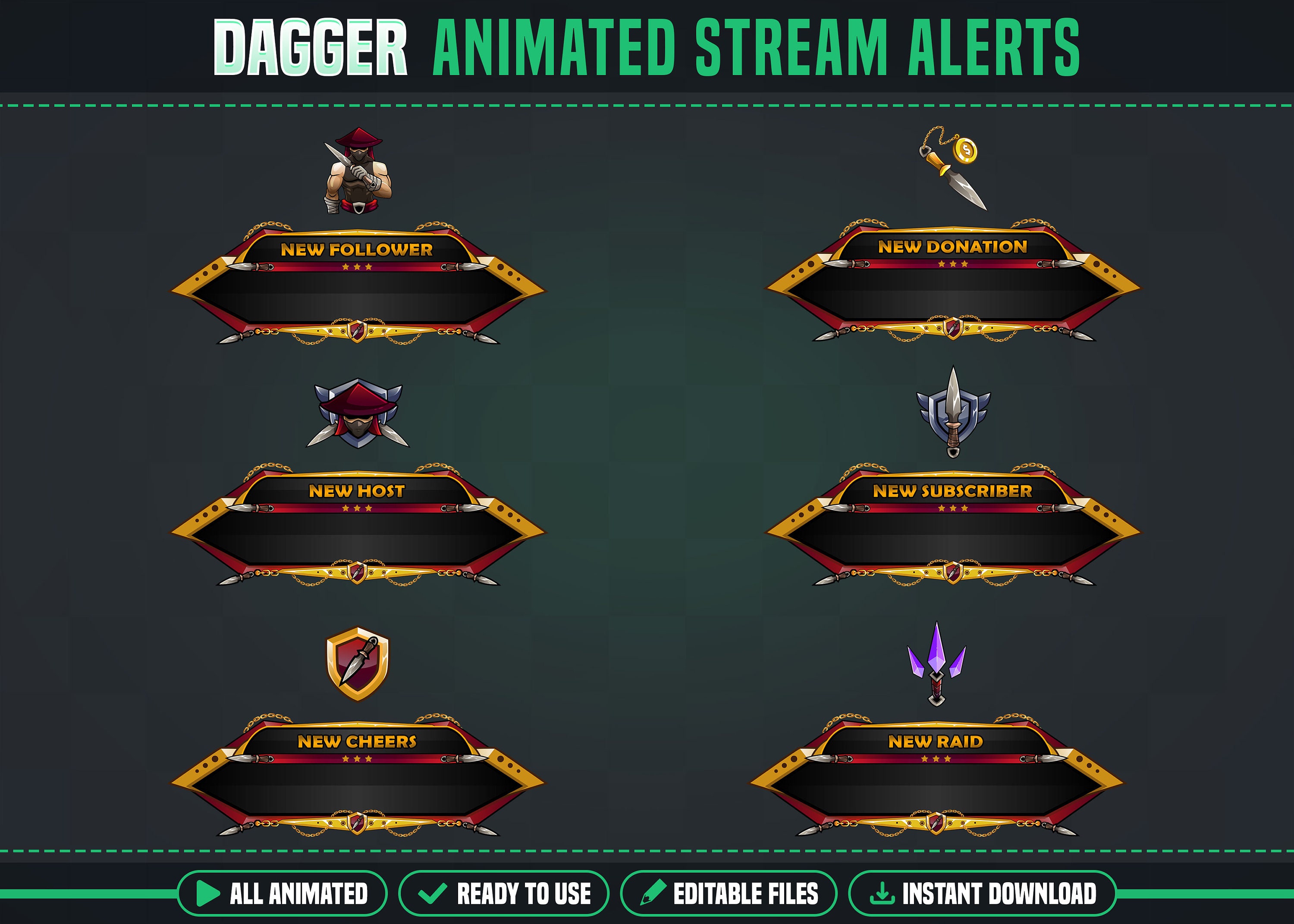Stream Overlay Package Ninja Overlay Design Thematic Gamer Room ...