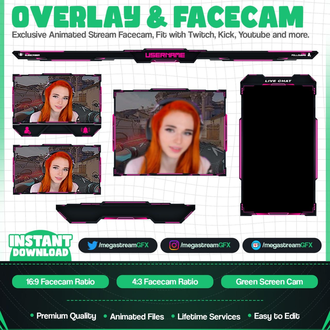 Professional Pink Stream Overlay I Twitch Overlay I Twitch - Etsy