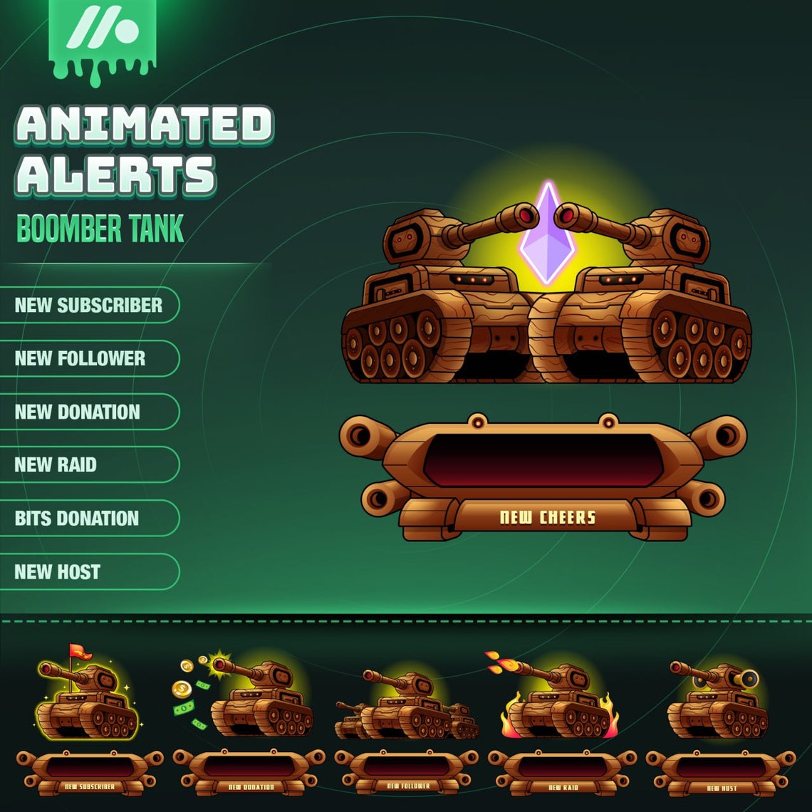 Boomber Tank Alert Pack Vehicle Theme Alert Premade Twitch Alert Stream ...