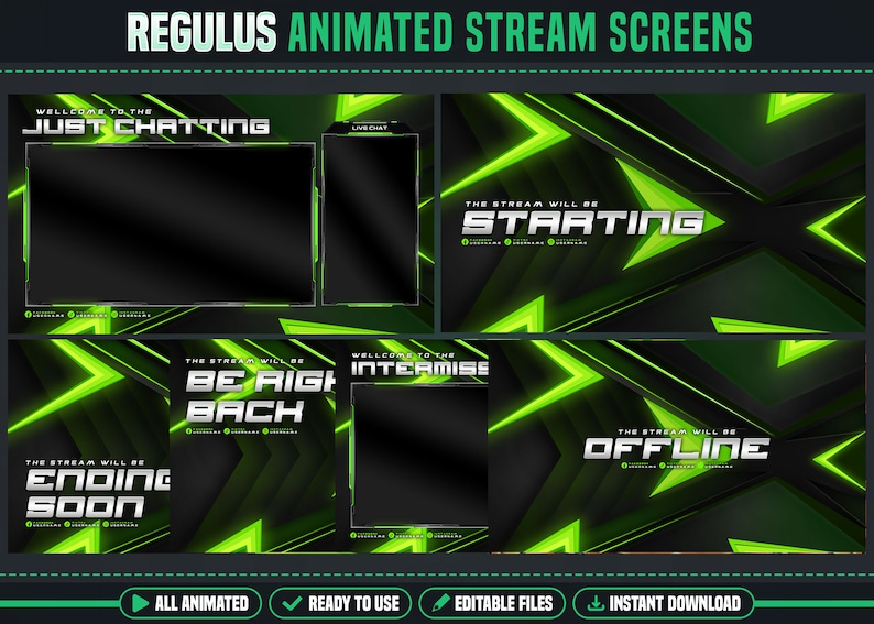 Green Twitch Overlay Package Green Twitch Theme Stream Overlay Pack ...