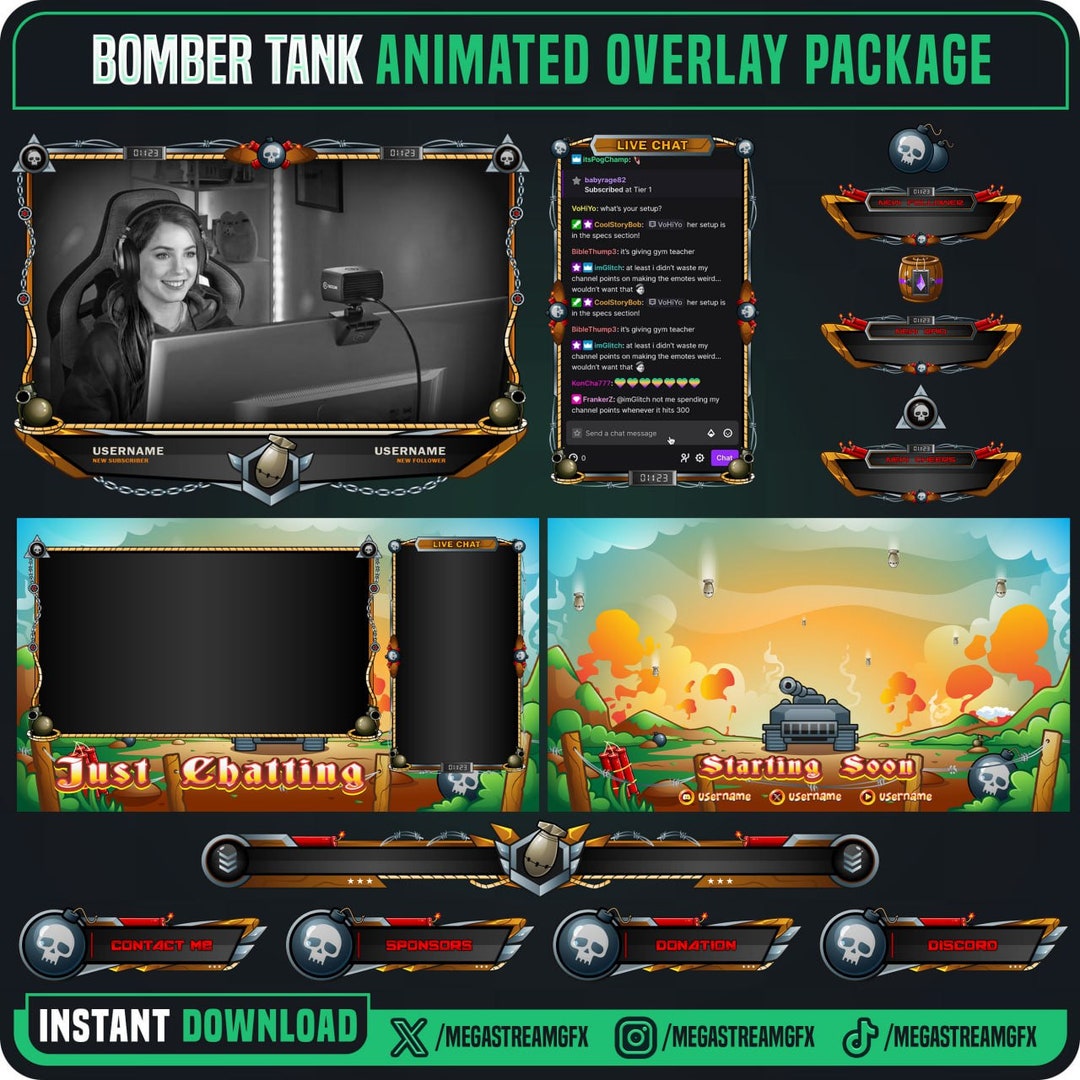 Bomber Tank Stream Overlay Package Bomb Twitch Overlay Twitch Webcam ...