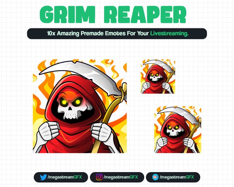 10x Grim Reaper Twitch Emotes Horror Emotes Halloween Twitch Discord ...