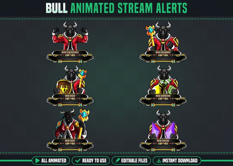 King Bull Stream Overlay Pack Thematic Overlay Animal Overlay Overlay ...