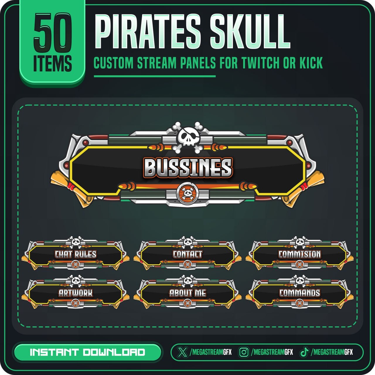 50x Pirates Skull Panels pirates Skull Twitch Panels Twitch Panel ...