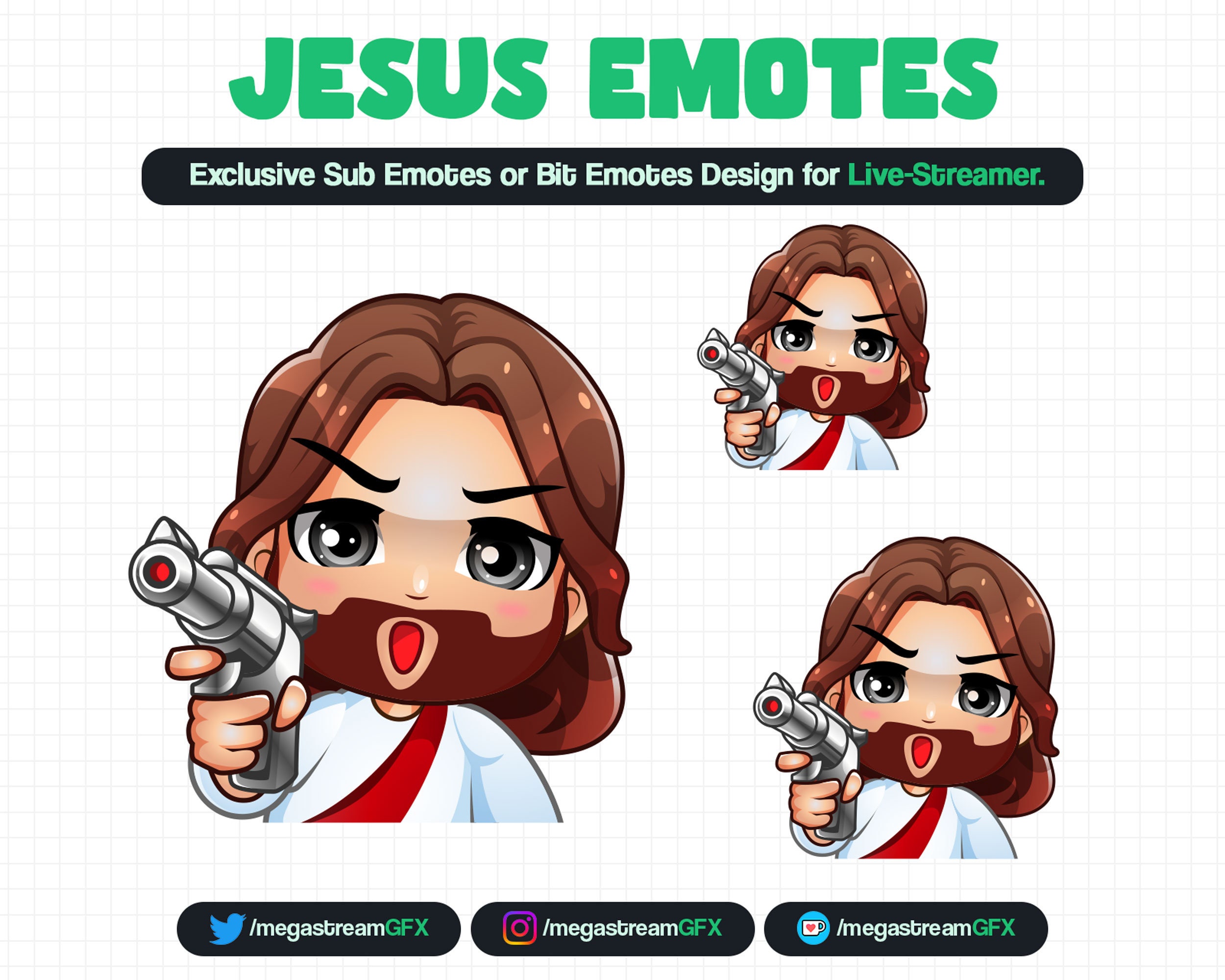 10x Jesus Emotes for Twitch Christmas Theme Emotes Youtube - Etsy