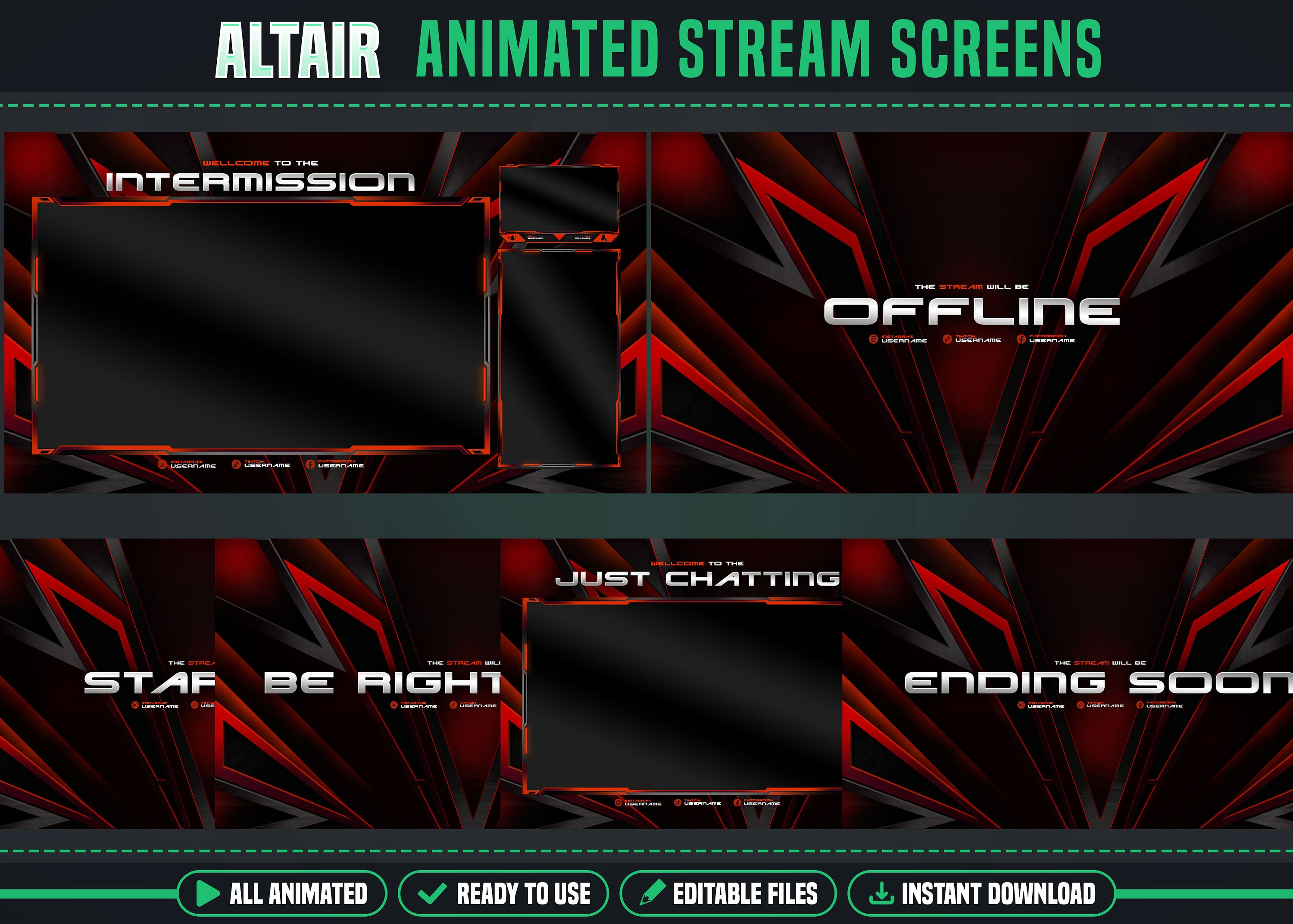 RED Twitch Overlay Package Red Twitch Theme Stream Overlay Pack twitch ...