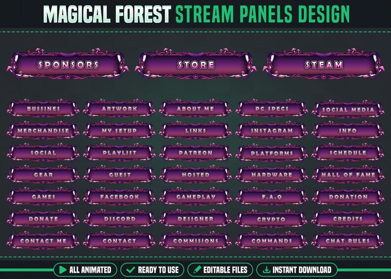 Magical Forest Stream Overlay Package | Magical Forest Twitch Package ...