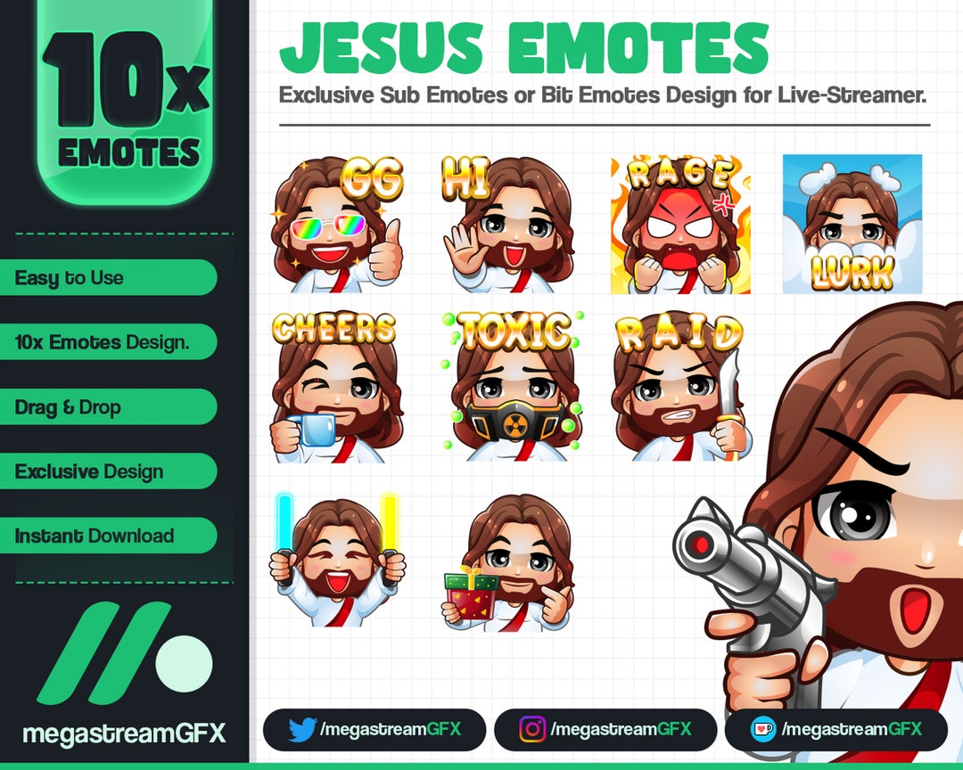 10x Jesus Emotes for Twitch Christmas Theme Emotes Youtube Emotes ...