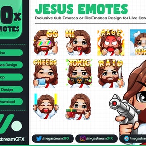 10x Jesus Emotes for Twitch Christmas Theme Emotes Youtube Emotes ...
