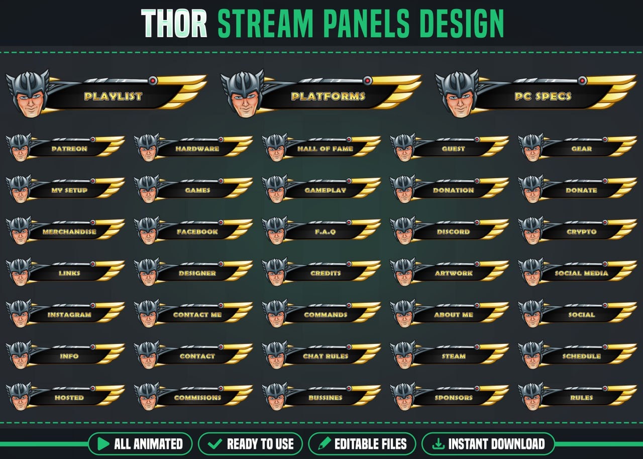 Marvel Stream Overlay Package Thor Character Twitch Overlay Twitch ...