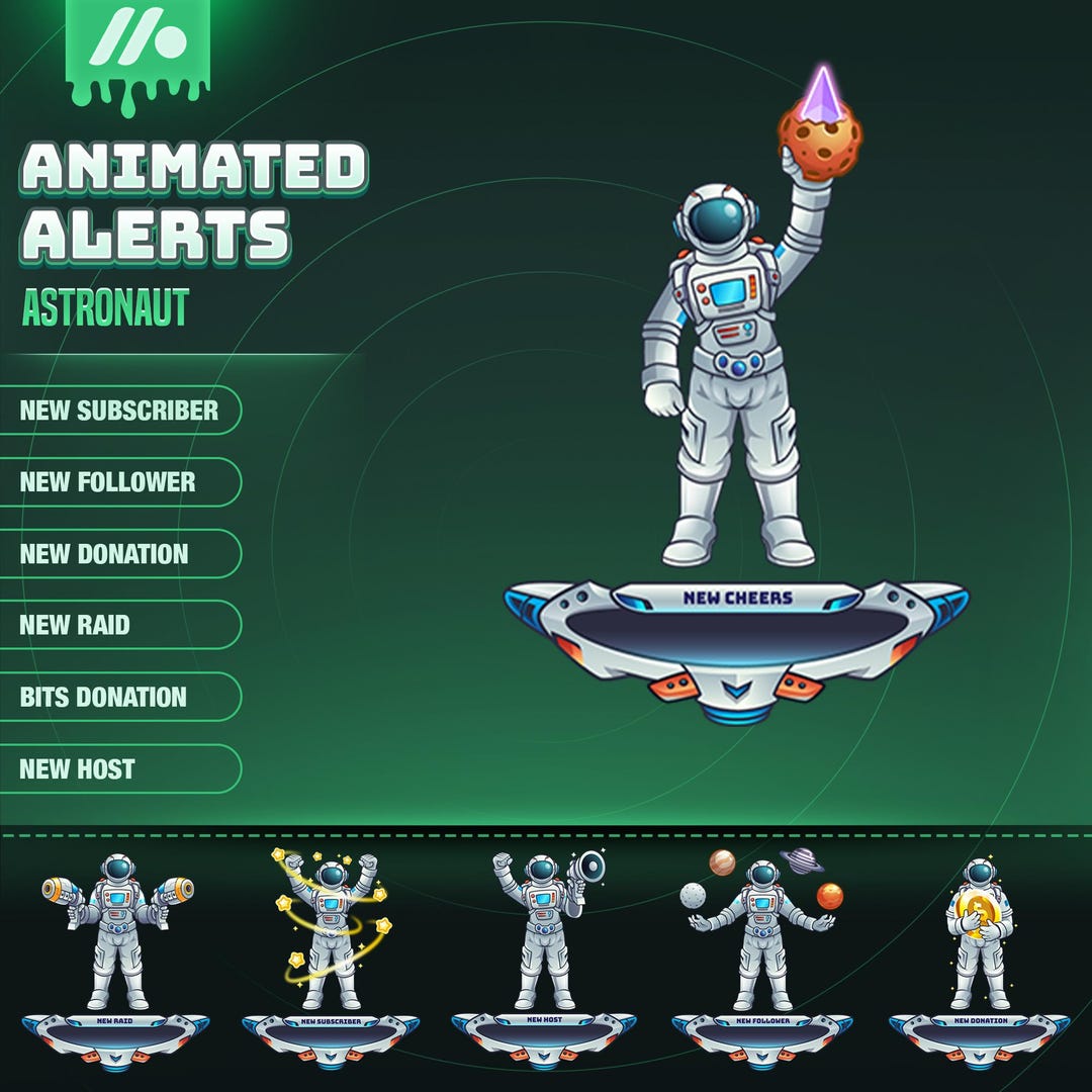 Stream Alert Pack Astronaut - Alert With Galaxy, Space Theme - Premade ...